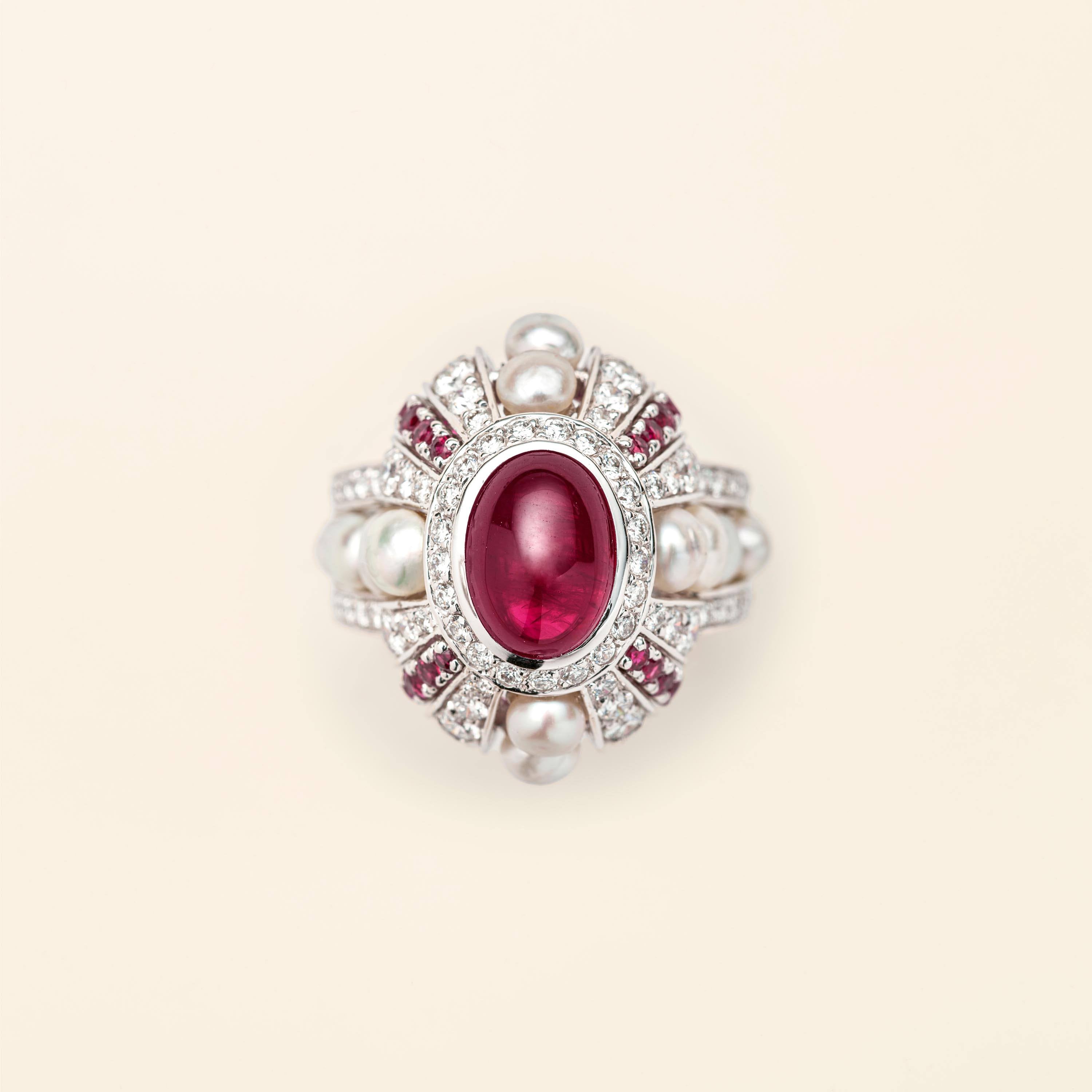 White Gold, Ruby, and Diamond High Jewelry Ring Livadia | Mellerio